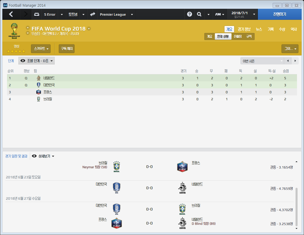 [FM2014] 러시아월드컵 대한민국 조편성 및 결과.gaeggul - 인스티즈(instiz) 이슈 카테고리